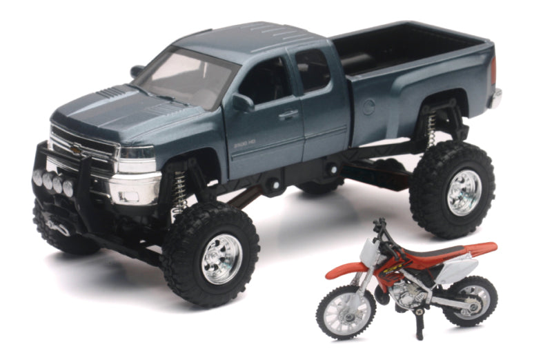 New Ray Toys Chevrolet Silverado with Honda Dirt Bike/ Scale - 1:32 ...
